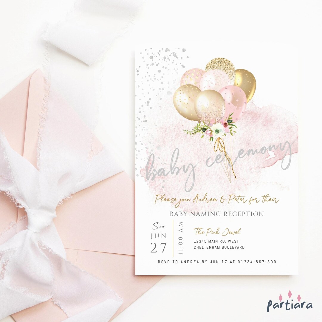 Girl Baby Ceremony Invitation Printable Naming Day Celebration - Etsy