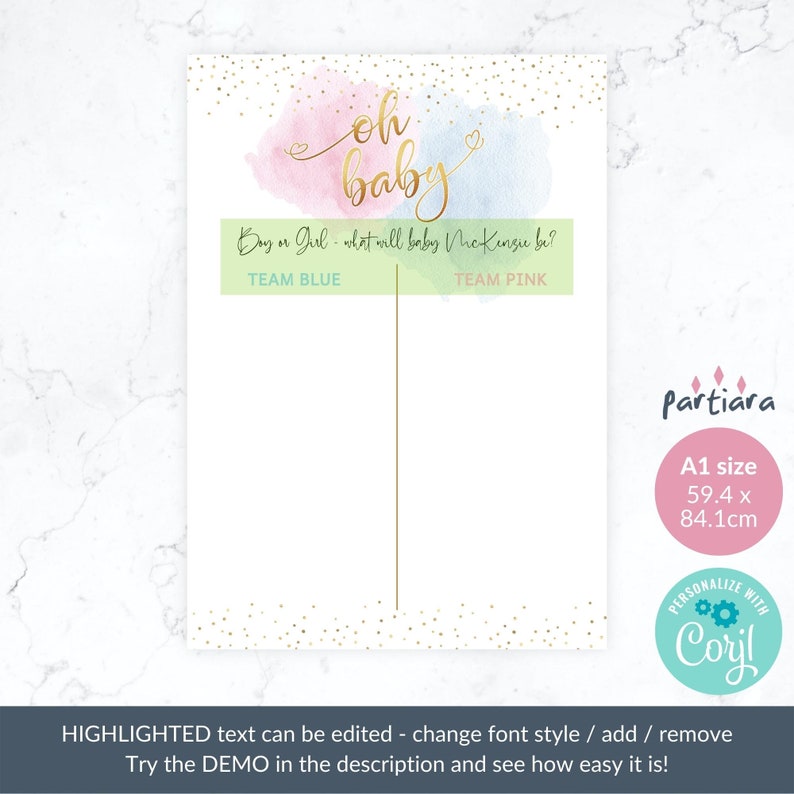 Gender Reveal Boy Girl Tally Sheet Sign Printable Party Game - Etsy UK