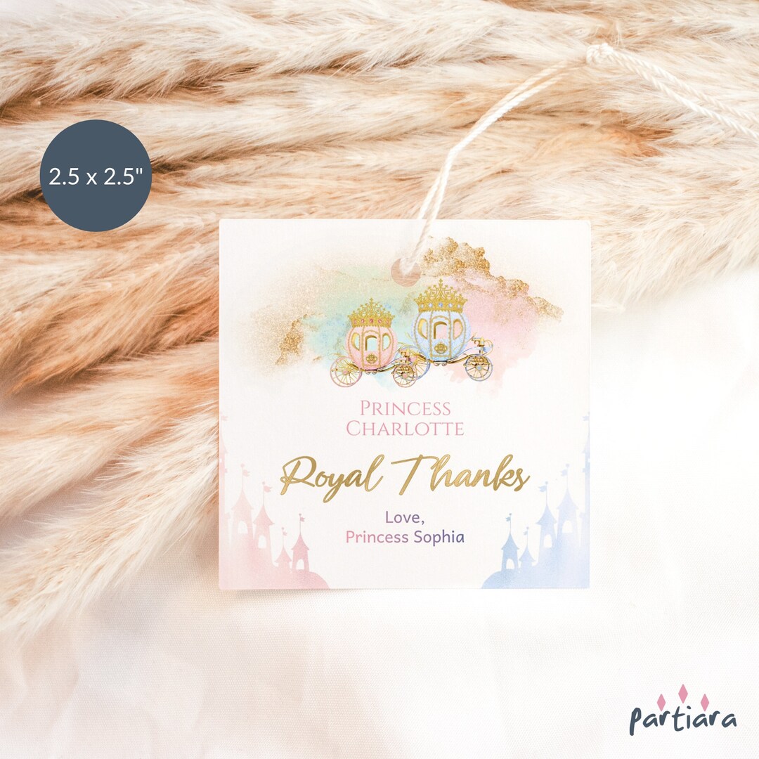 Royal Thank You Tag, Princess Birthday Party Favor Gifts Thankyou ...