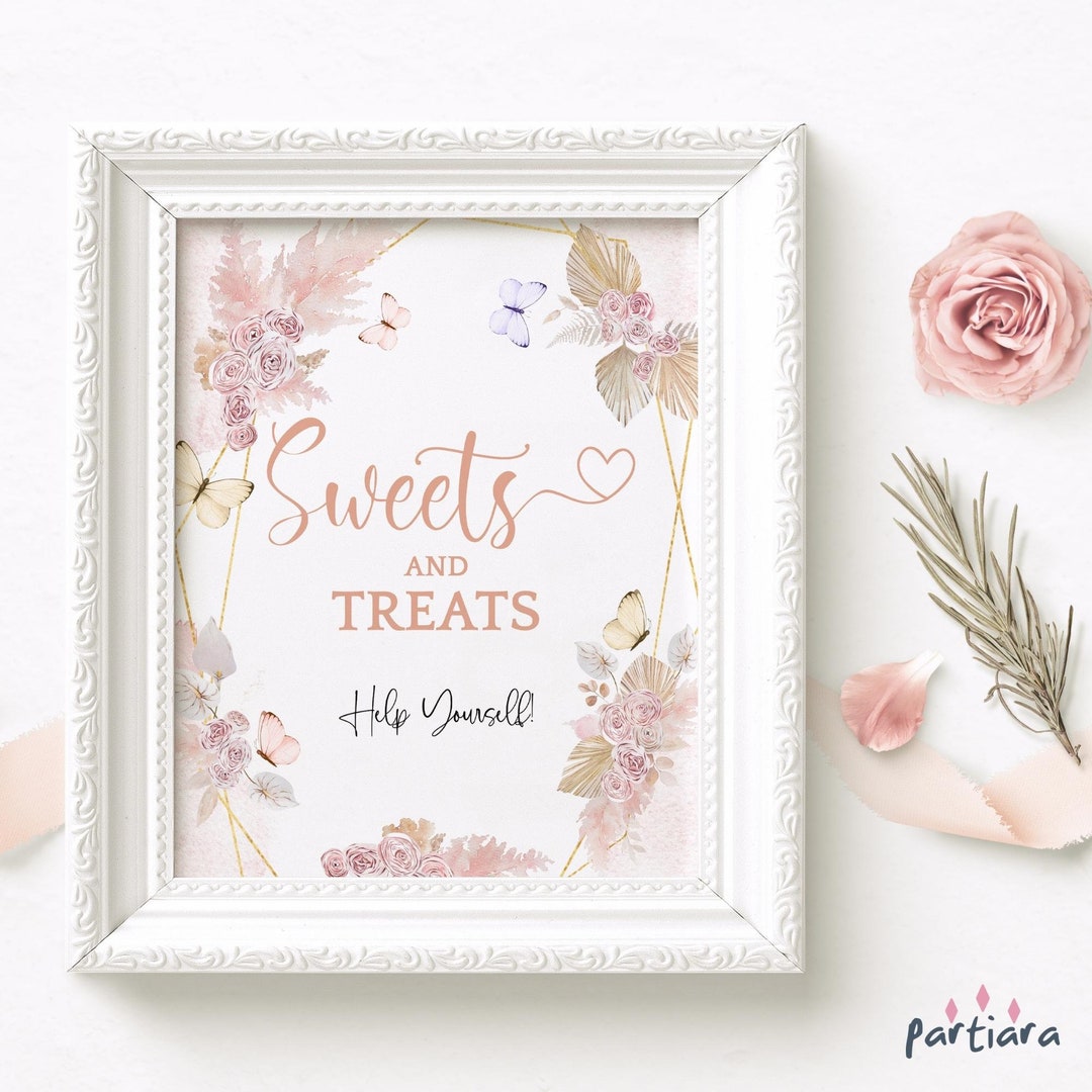 Floral Sweets and Treats Table Sign Template: Girls Birthday Boho ...