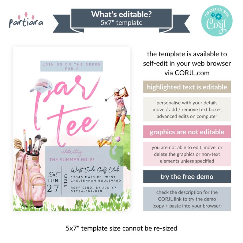 Ladies Golf Day Invitation, Birthday Golf Party Invites Printable, Teen ...