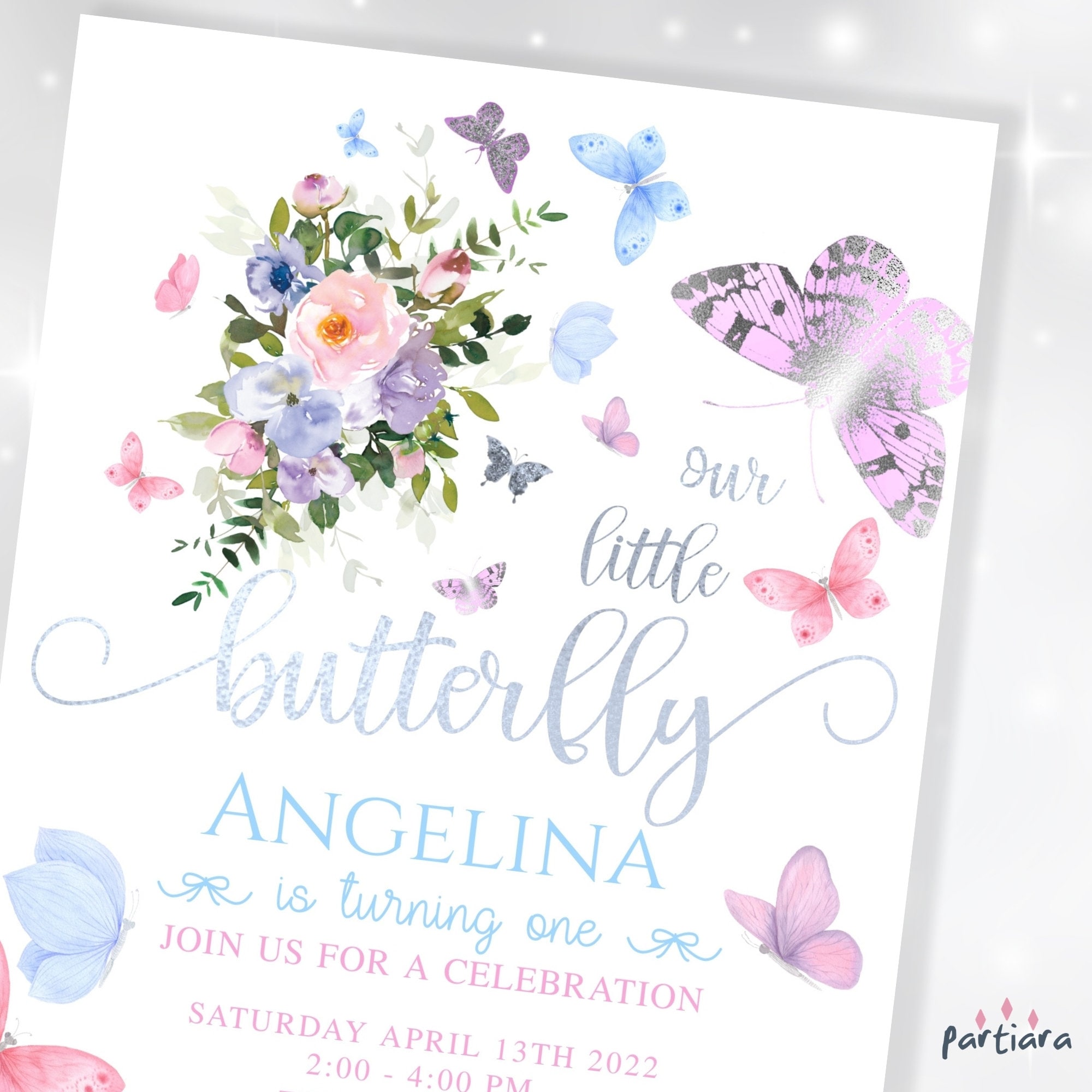 Butterfly Birthday Invitation Card Template