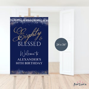 80th Welcome Sign Eighty and Blessed Dinner Party Poster Decoration ...