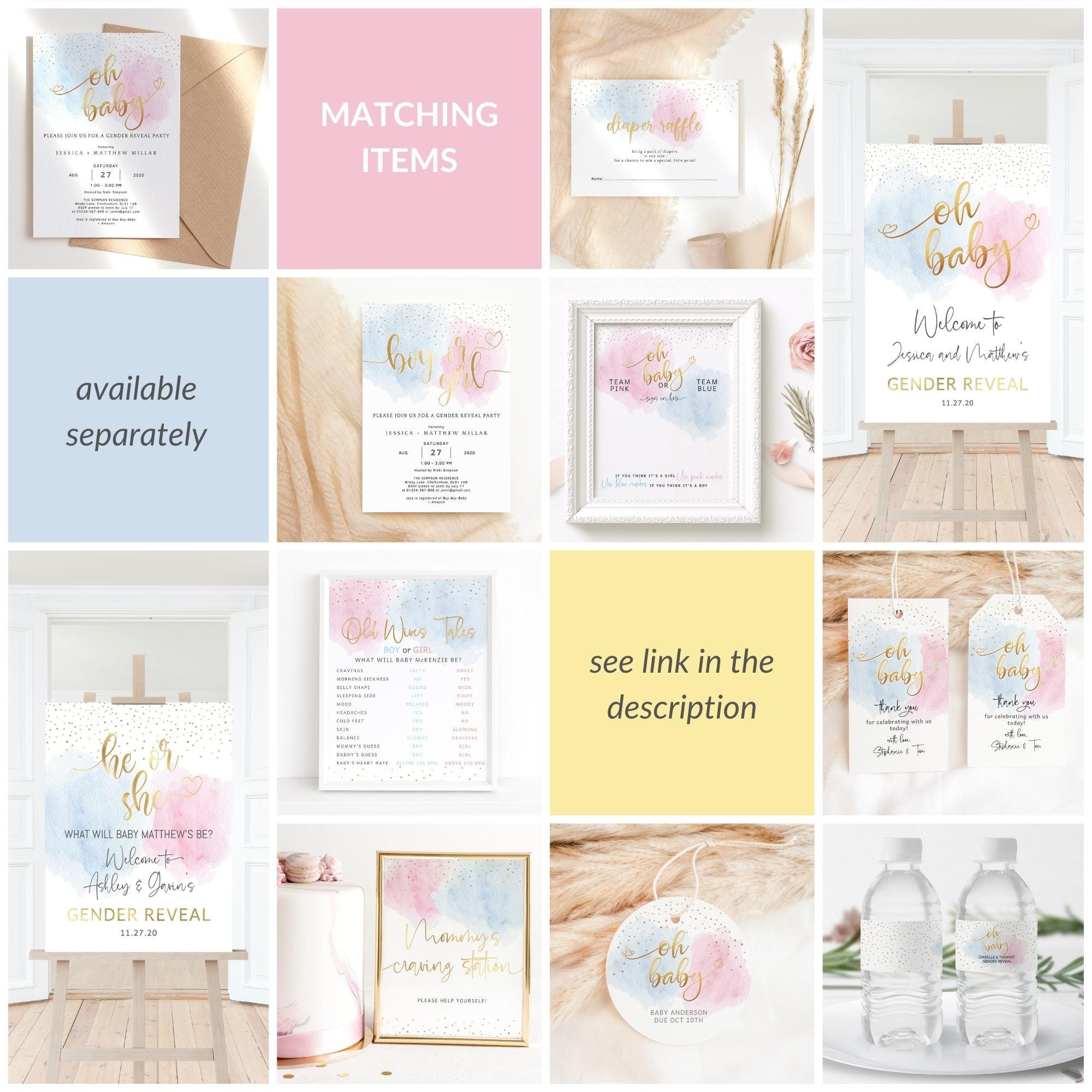 Twin Gender Reveal Welcome Sign Printable Baby Reveal Party - Etsy