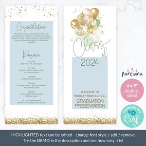 Graduation Party Program Cards Printable, Class of 2024 2025 Table ...