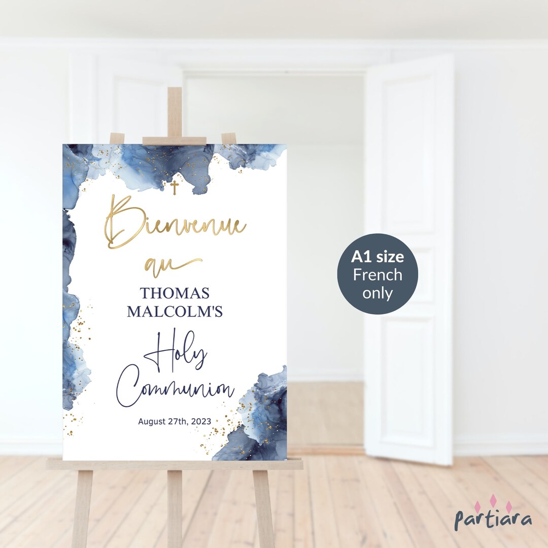 French Welcome Sign Communion Printable, Boy First Holy Communion Party ...