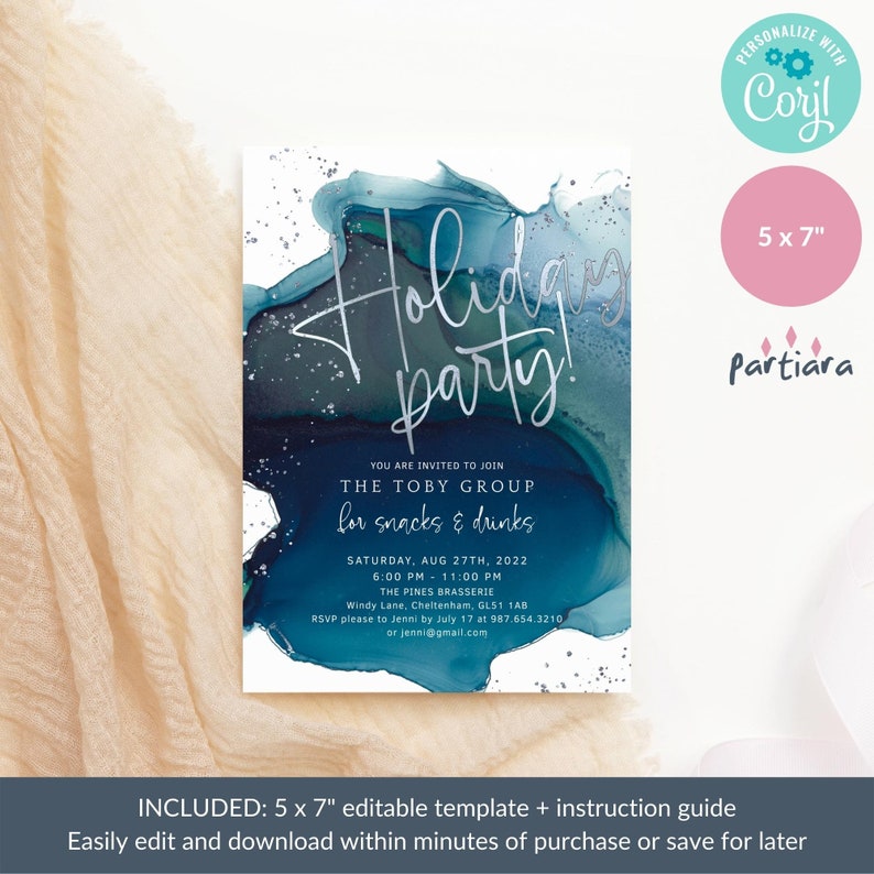 Plantilla editable de invitación para fiesta navideña, invitación ...