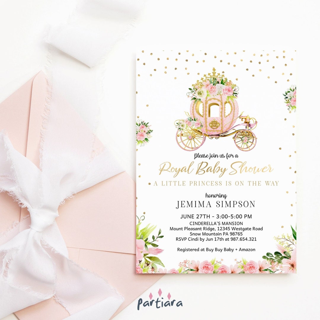 Editable Princess Baby Shower Invitation Printable, Fairytale Carriage ...