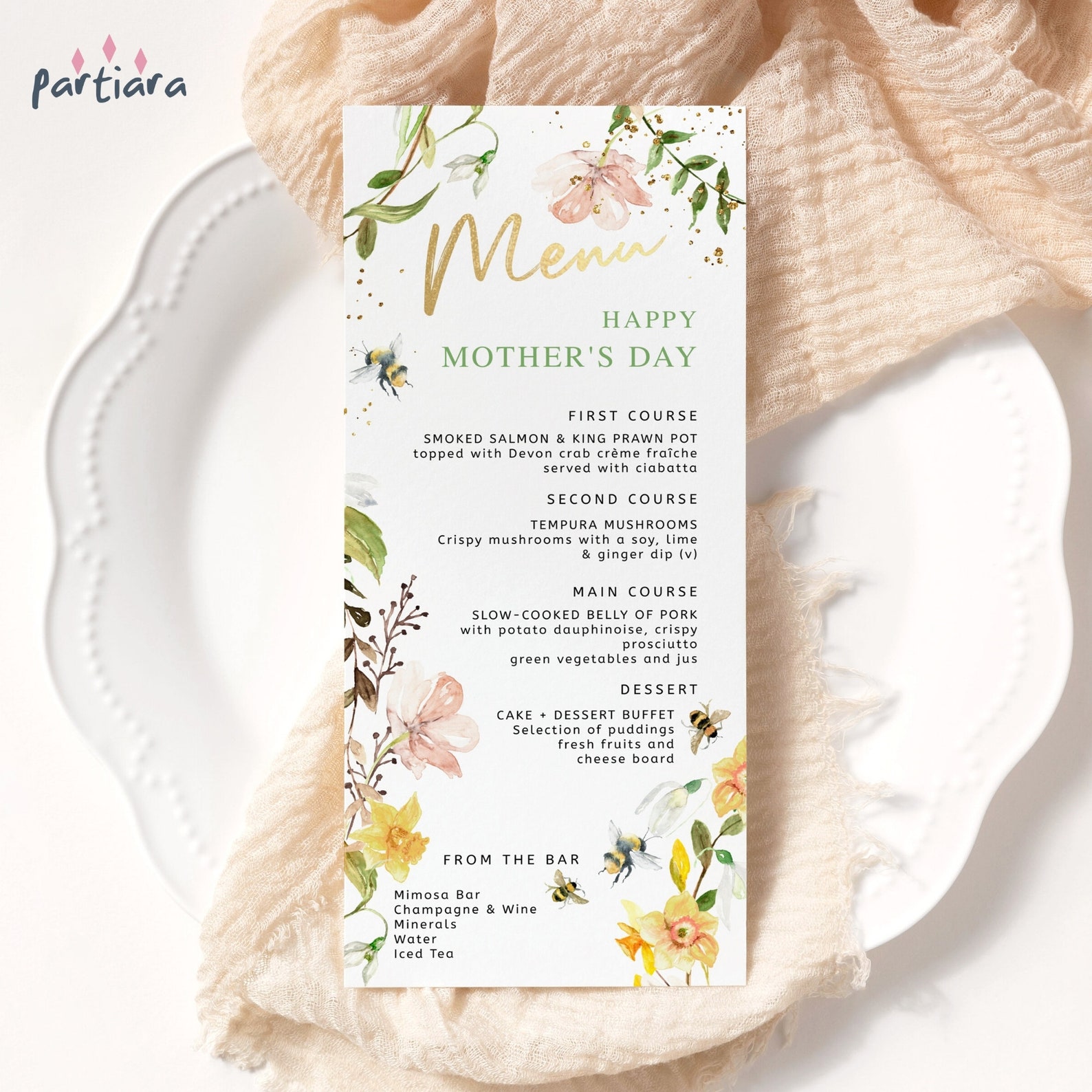 Mother's Day Menu Editable DIY Birthday Menus for Moms | Etsy