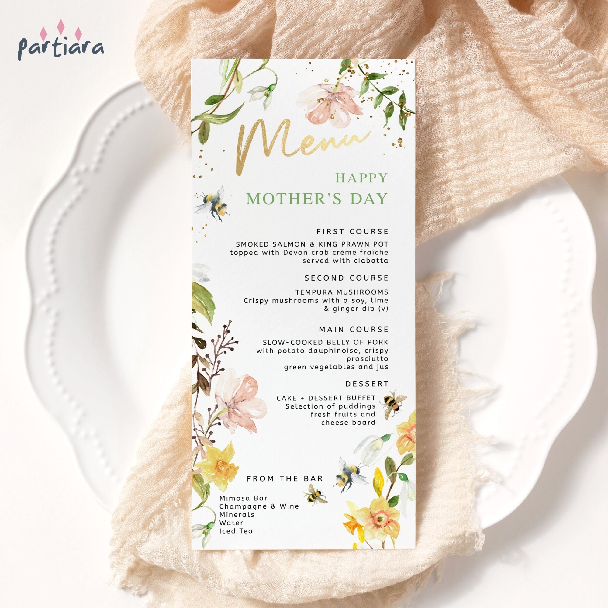 Mother's Day Menu Editable DIY Birthday Menus for Moms | Etsy