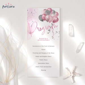 Sweet 16 Program Template, Pink Birthday Programs Printable, Table ...