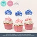 Editable Blue Gold Cupcake Toppers Adults Birthday Party Cake Decor ...
