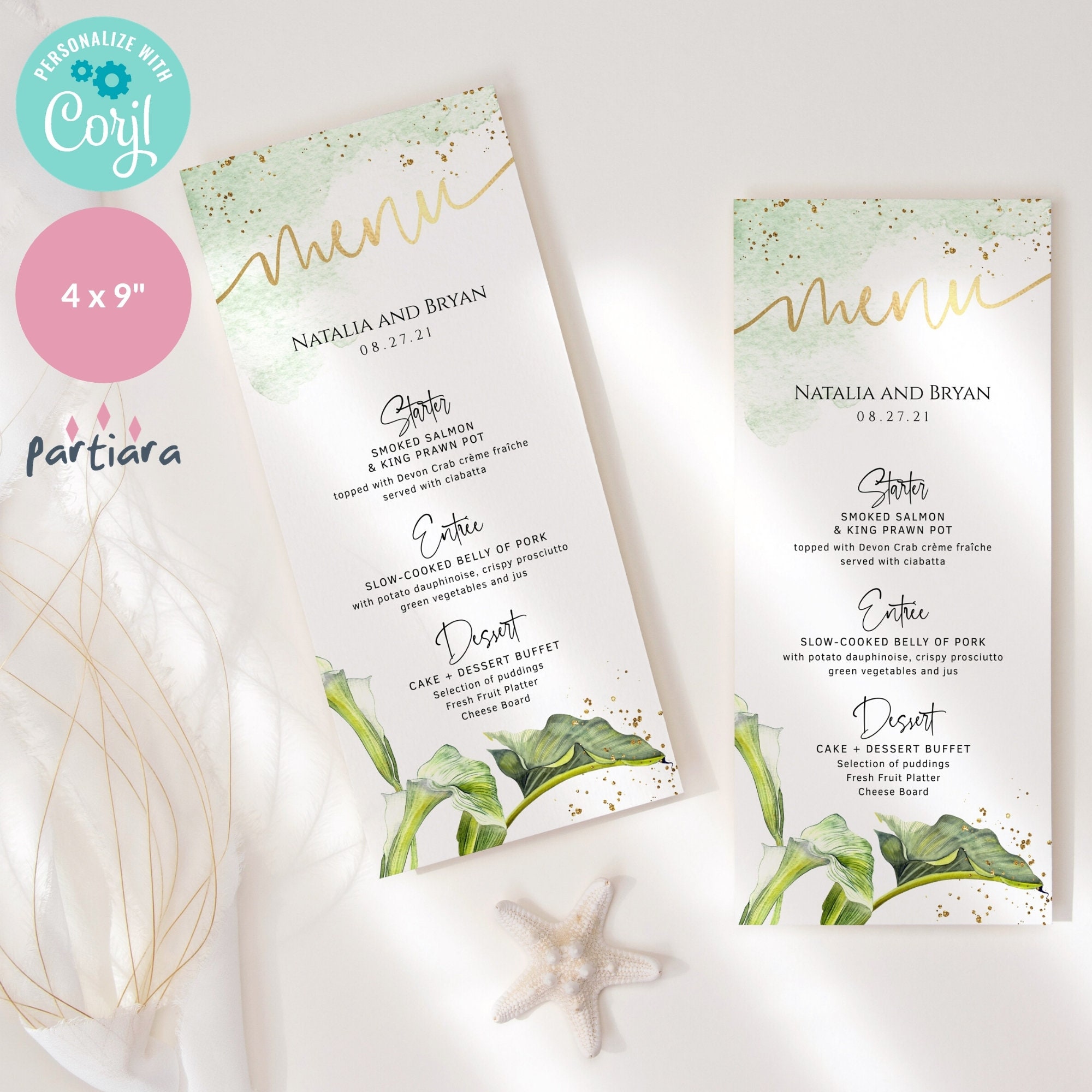 Lilies Menu Card Calla Lily Wedding Bridal Shower Table Menus - Etsy
