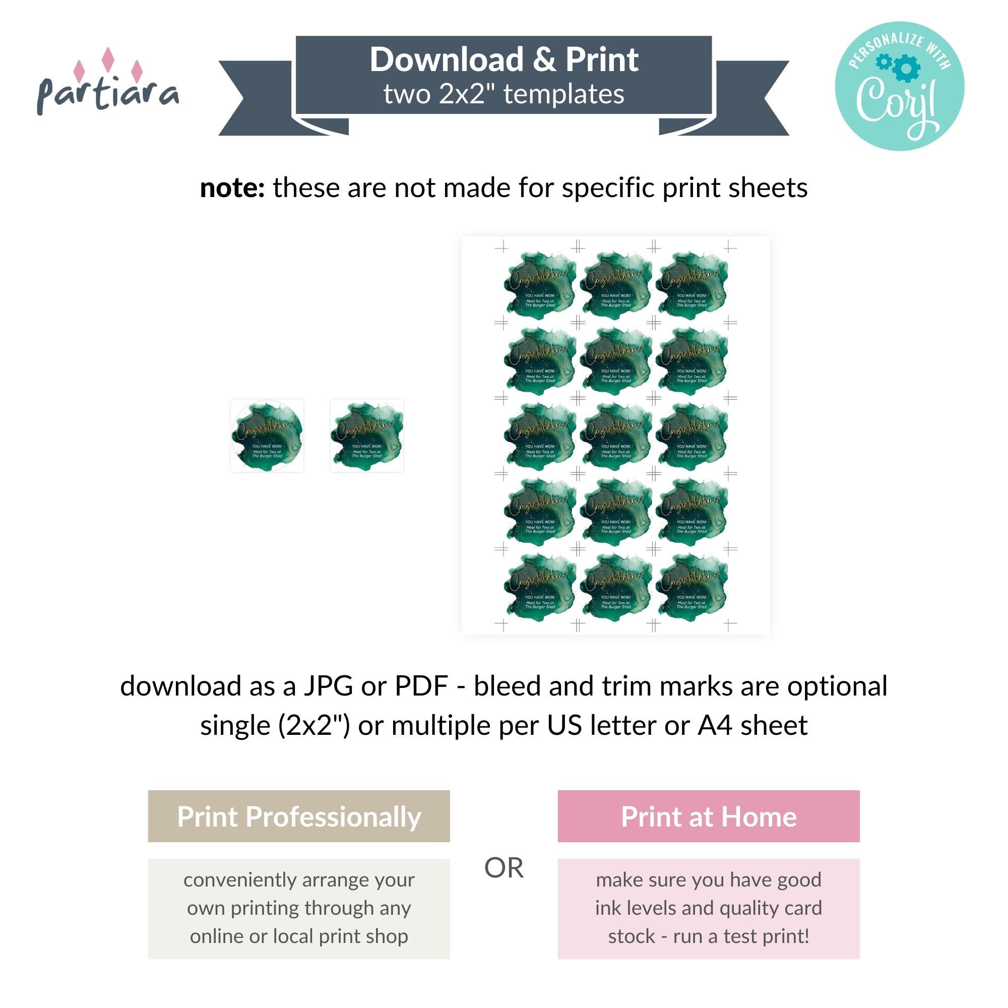 Emerald Green Raffle Tag Template, Dinner Party Events Prize Label ...