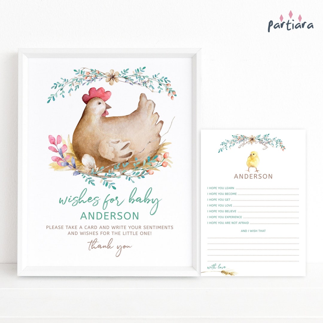 Mother Hen Wishes for Baby Printable Chicken Baby Shower Games Keepsake ...