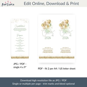 Graduation Party Program Cards Printable, Class of 2024 2025 Table ...