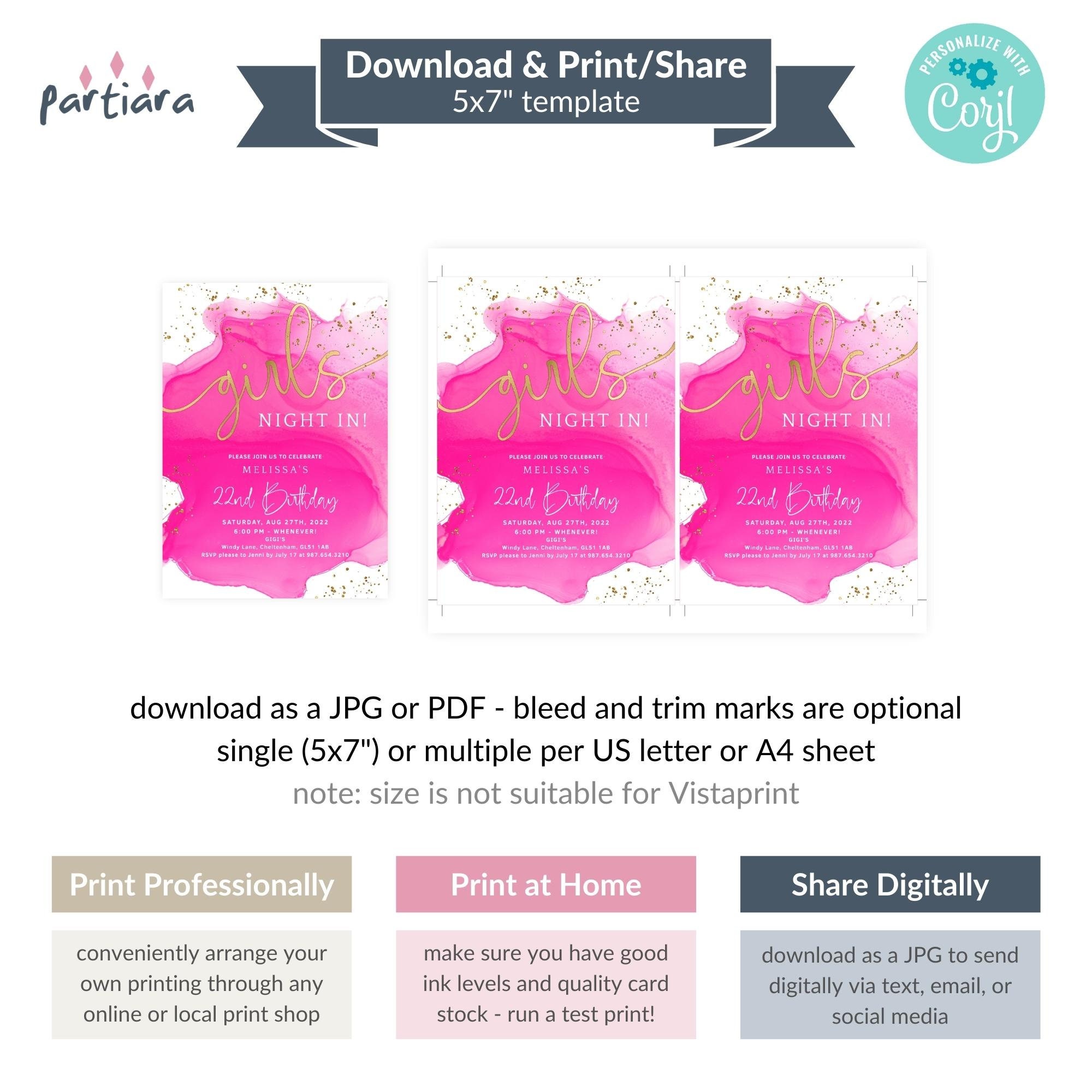 Girls Night Invitation Printable Digital Download Ladies Pamper Party ...