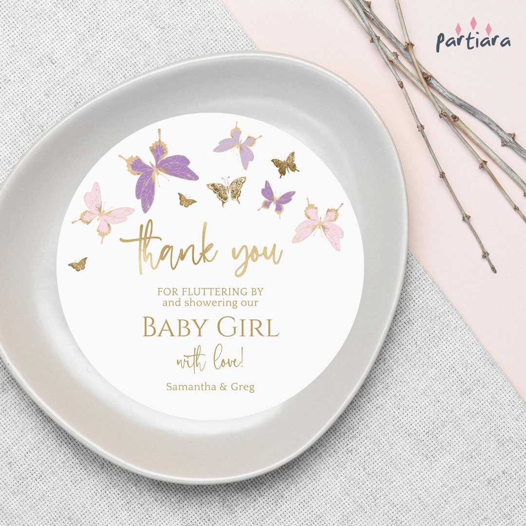 Butterfly Charger Card, Thank You Table Plate Decor Printable, Girl ...