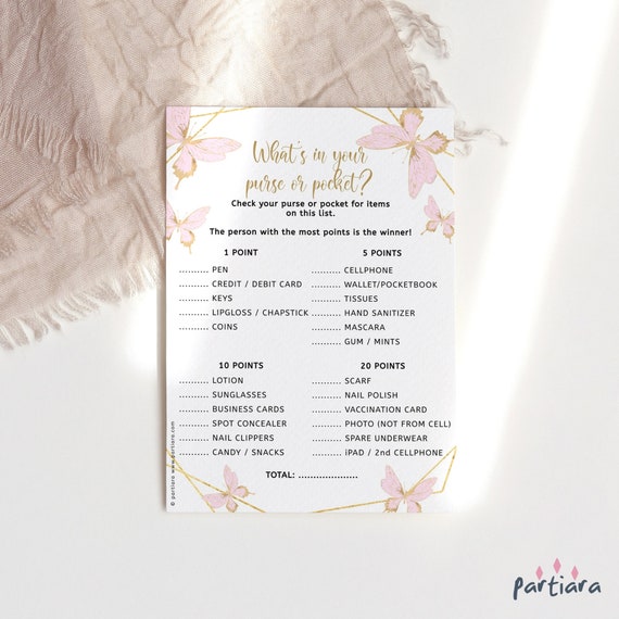 What's in Your Purse Baby Shower Game Girl Blush Pink and | Etsy