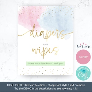 Baby Diapers and Wipes Sign Baby Shower Party Table Poster Decor ...