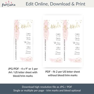Pastel Birthday Program Card Template, Teen Girls Party Details ...