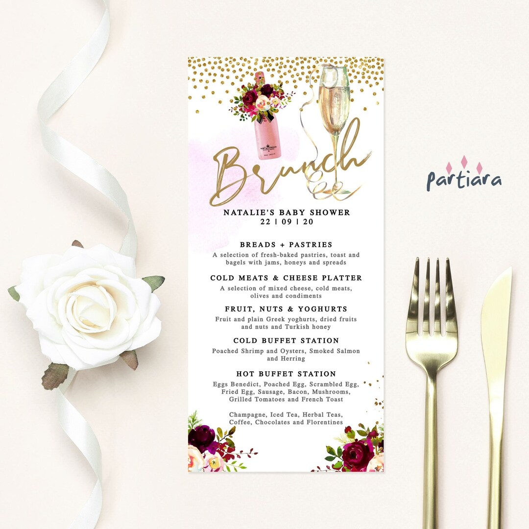 Editable Brunch Menu Template Printable Champagne Brunch - Etsy