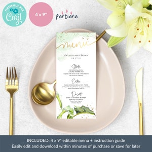 Lilies Menu Card Calla Lily Wedding Bridal Shower Table Menus Printable ...