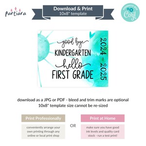Back to School Sign Printable, Goodbye Kindergarten Hello First Grade ...