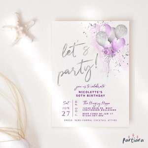 Lavender Birthday Invitation Ladies Dinner Party Printable, Pastel ...