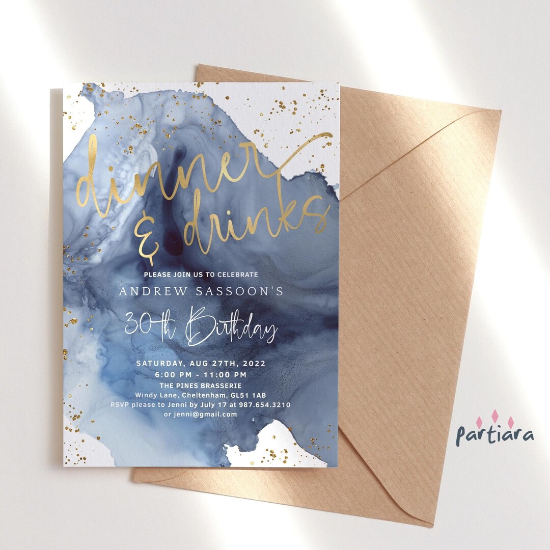 Dinner Party Invitation Printable Men or Ladies Dinner and Drinks ...