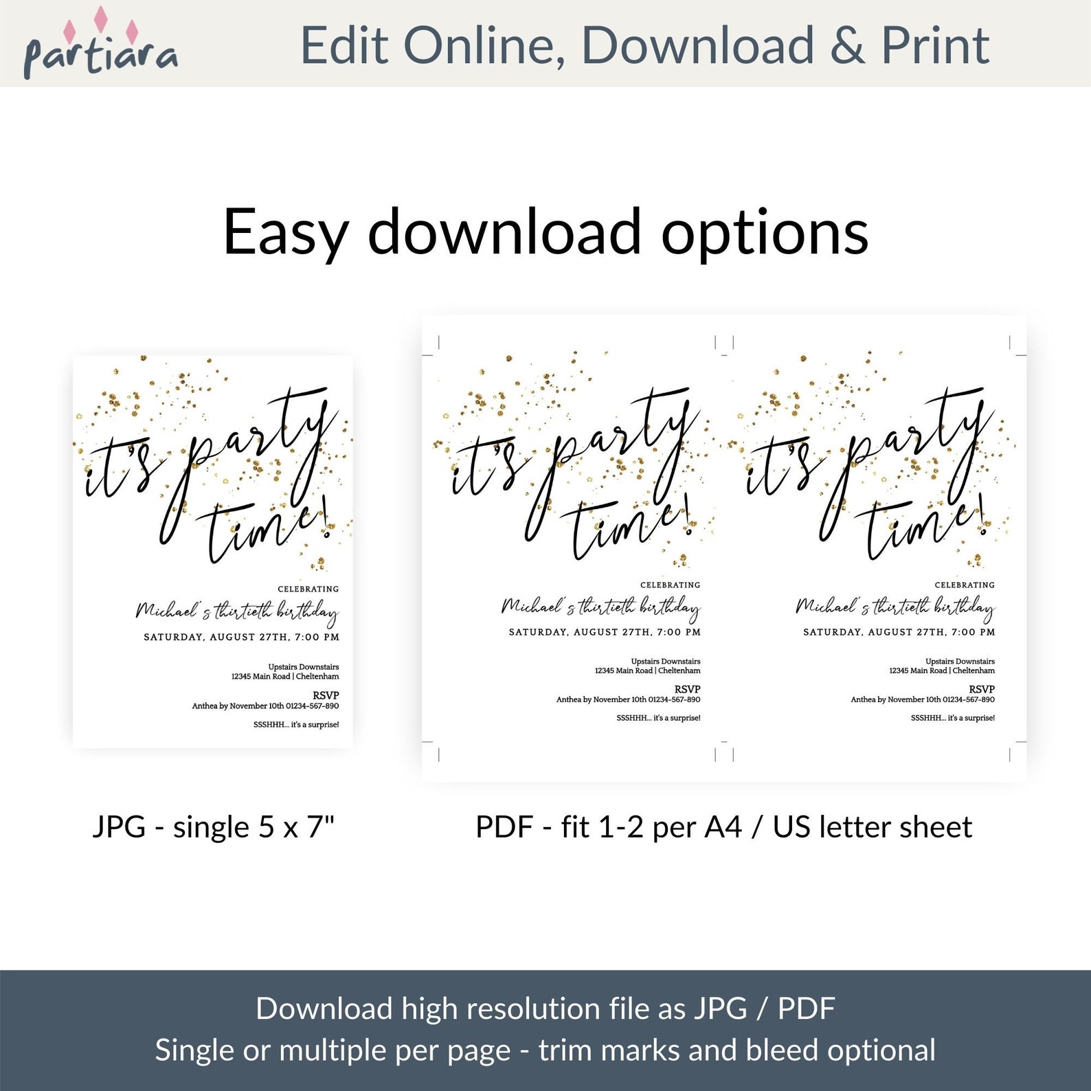 Adult Party Time Invitation Template Editable Milestone - Etsy