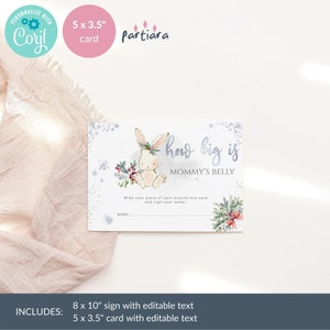 Snow Bunny Game How Big is Mommy's Belly Sign and Notecard Printable ...