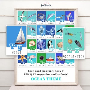 Ocean Themed Flash Cards, Animals, Objects,alphabet A to Z and Colors ...