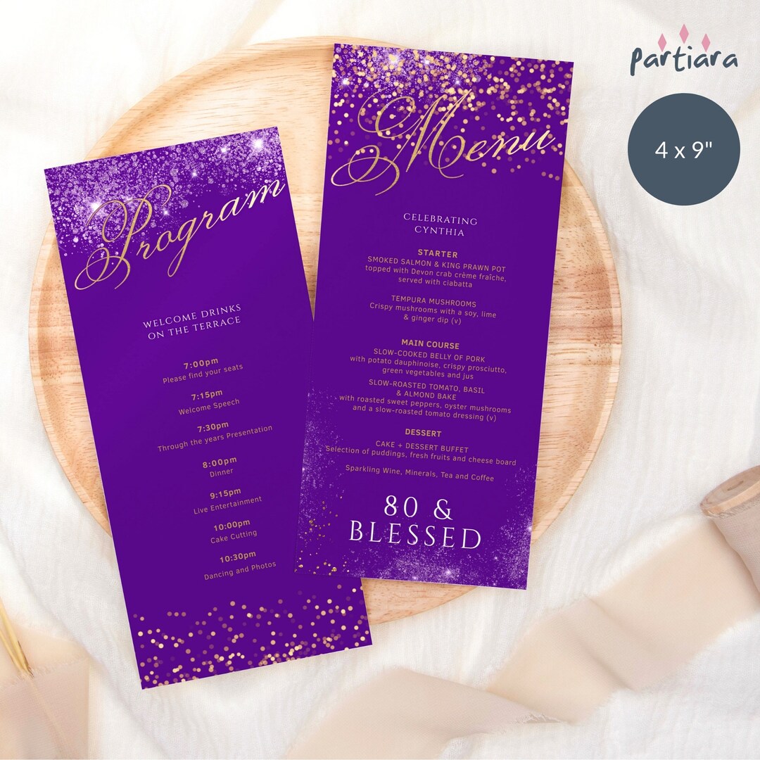 Editable Menu Program Ladies Birthday Dinner Party Table Programs ...