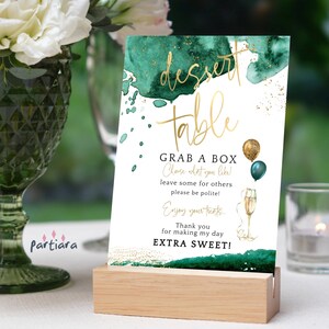 Birthday Dessert Table Sign Candy Sweets Favors Emerald Green Gold ...