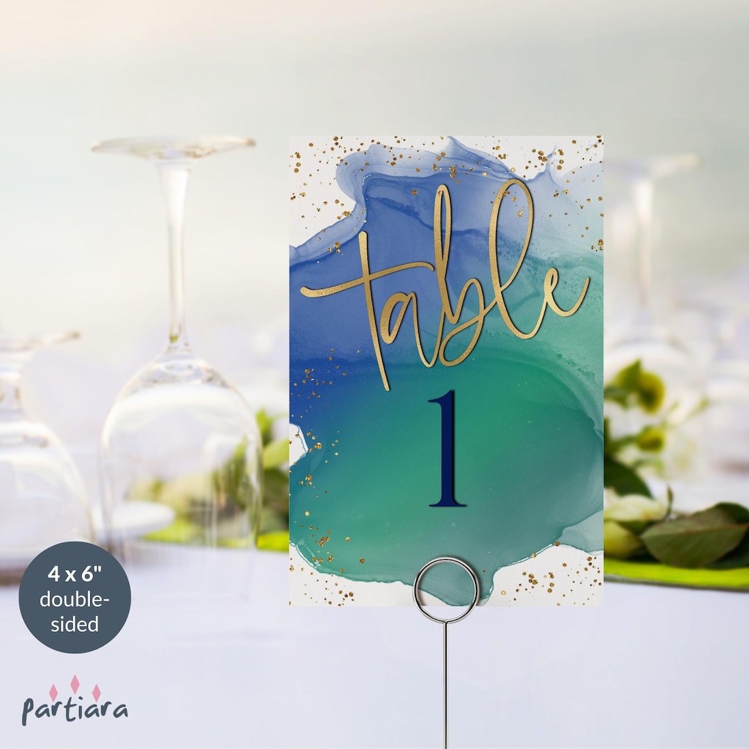 Blue Green Table Numbers Printable Ladies Birthday Dinner Party Table ...