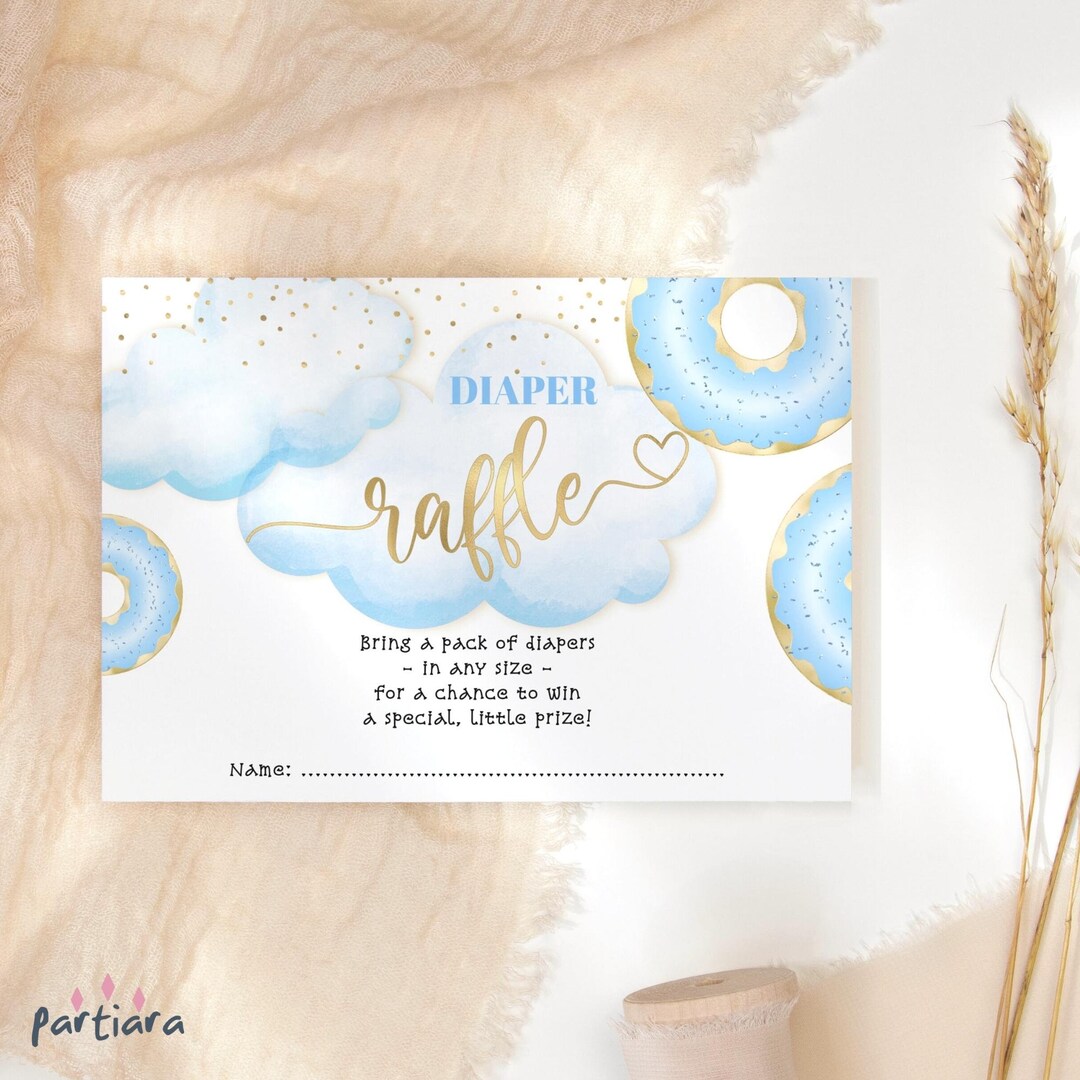 Baby Donuts Diaper Raffle Card Printable Boy Baby Shower Sprinkle ...