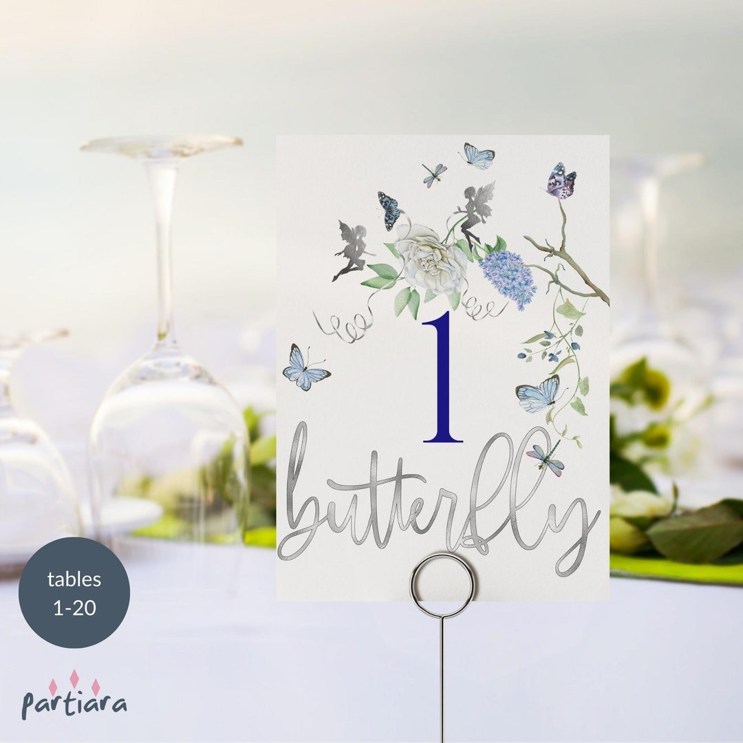 Fairy Butterfly Table Numbers Printable Quinceanera Floral Birthday ...