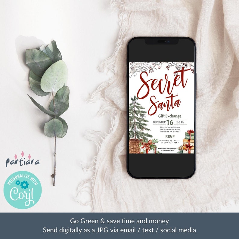 Secret Santa Template, Secret Santa Party Invitation Printable, Office ...
