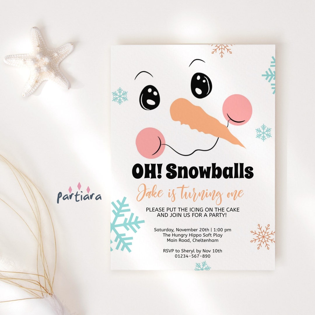 Snowman Birthday Invitation, Kids Winter Party Invite Printable ...