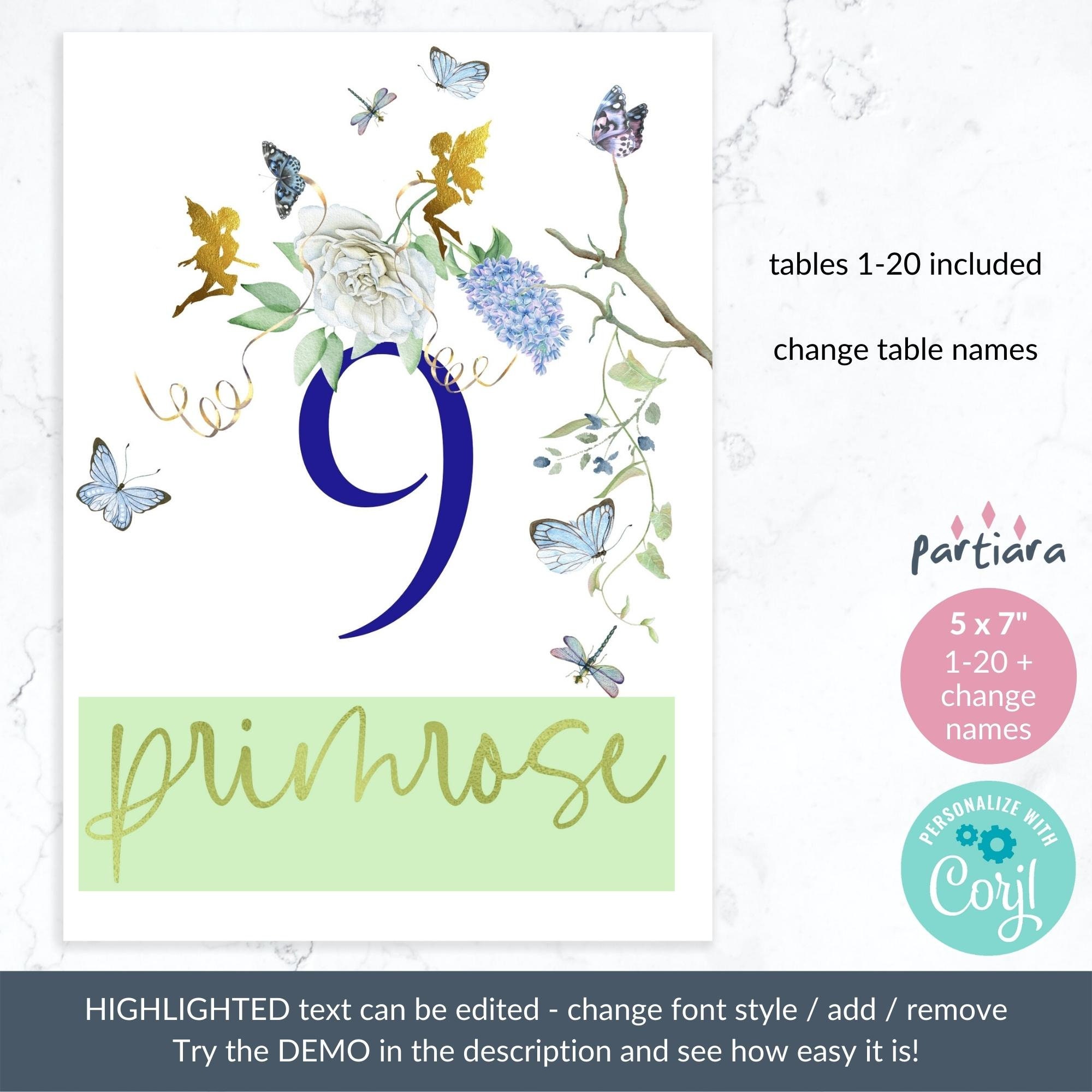 Enchanted Forest Birthday Table Number Cards Girl's Dinner - Etsy