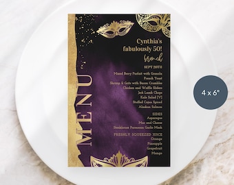 Editable Themes for Masquerade Party Menu Birthday Masquerade - Etsy