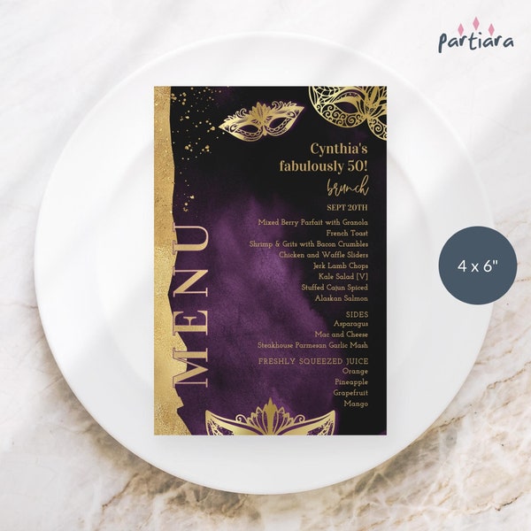 Masquerade Menu - Etsy