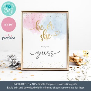 He or She Wear Your Guess Sign Baby Gender Reveal Boy or Girl Guessing ...