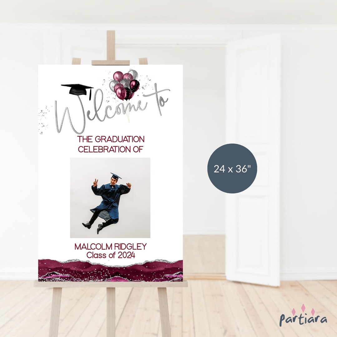 Graduation Photo Sign, Welcome Grad Party Poster Decor Printable ...