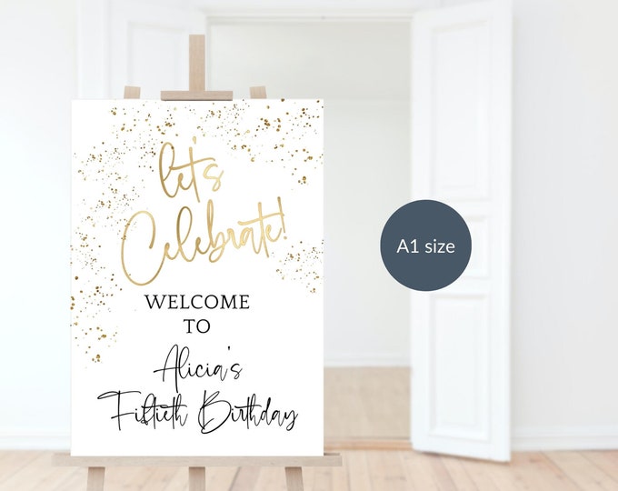 5 Sizes Let's Celebrate Sign Template, Modern Wedding Welcome Sign ...