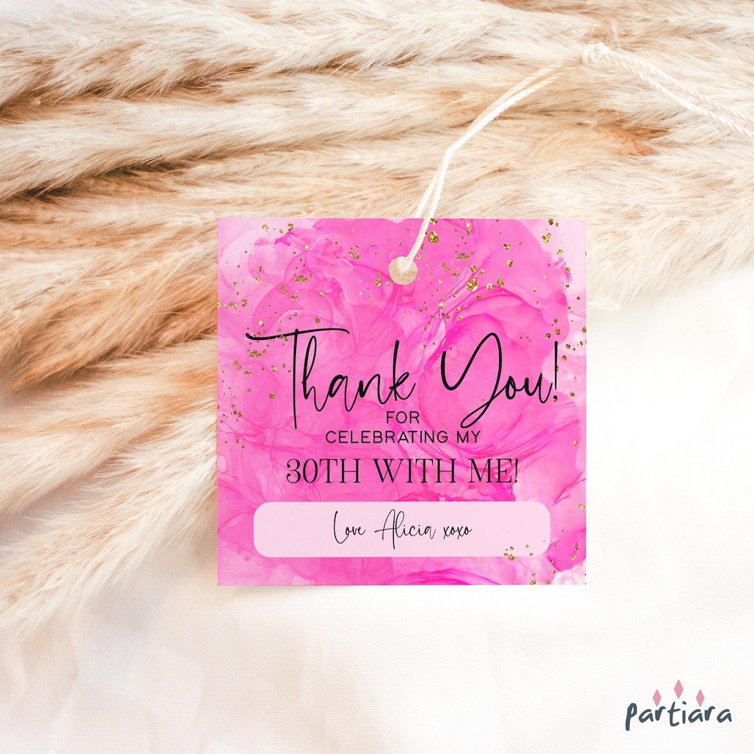 Hot Pink Birthday Favor Tags Printable Ladies Fuchsia Pink and Gold ...