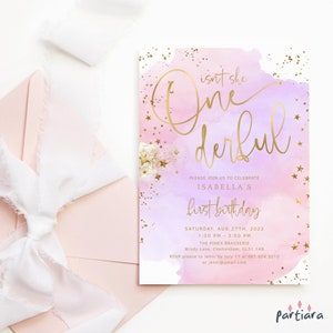 Pink Onederful Invite Girl 1st Birthday Tea Party Invitation - Etsy