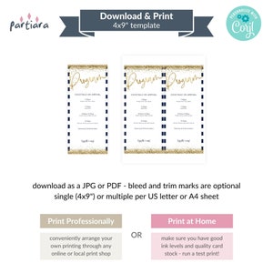 Blue Gold Program Card Printable Graduation Party Table Programs ...