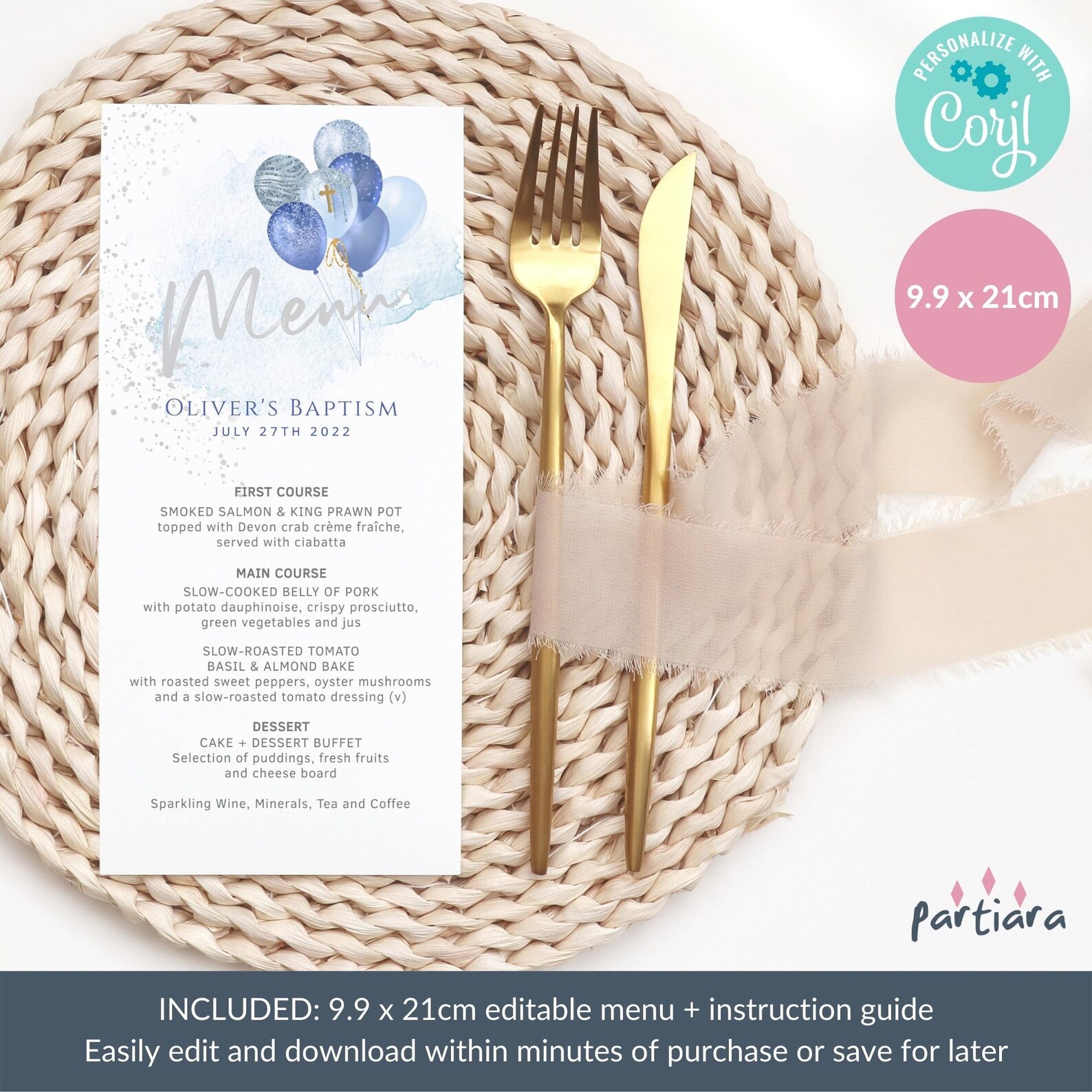 Boy Baptism Menu Card Template, Baby Christening Menus Printable, 1st ...